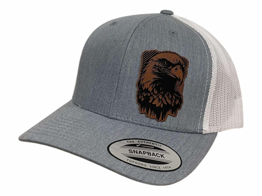 Awohali Cherokee Eagle Trucker Hat | Genuine Leatherette Patch Hat ...