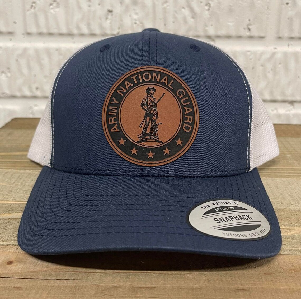 Army National Guard ARNG Trucker Hat Genuine Leatherette Patch Hat ...