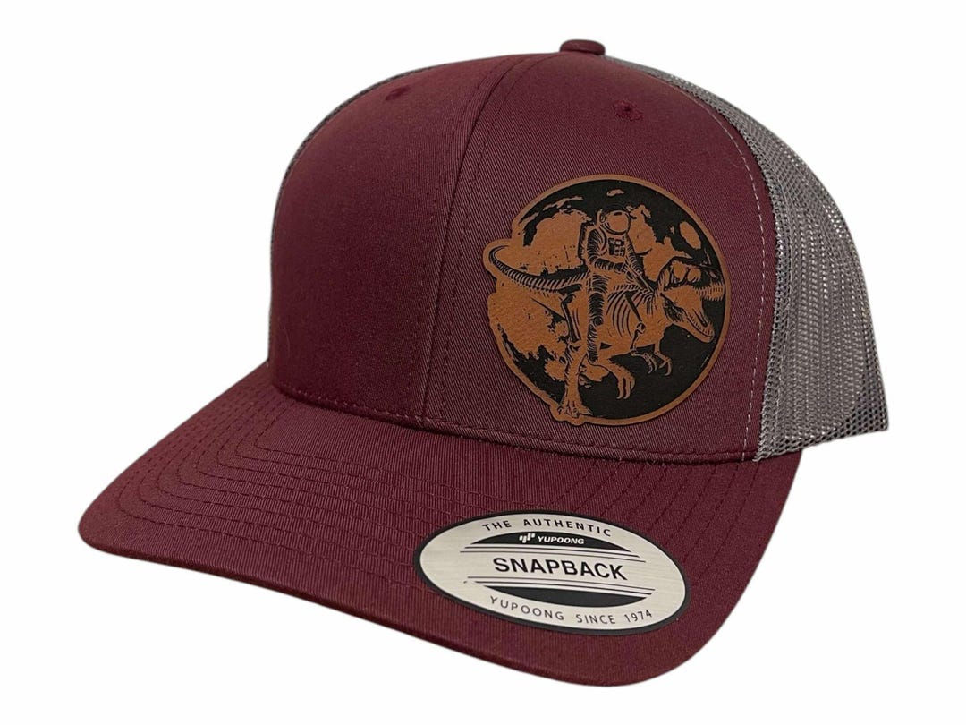 Jurassic Voyager T-rex Astronaut Trucker Hat | Genuine Leatherette ...