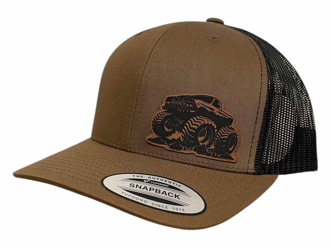 Grave Torque Monster Truck Trucker Hat | Genuine Leatherette Patch Hat ...