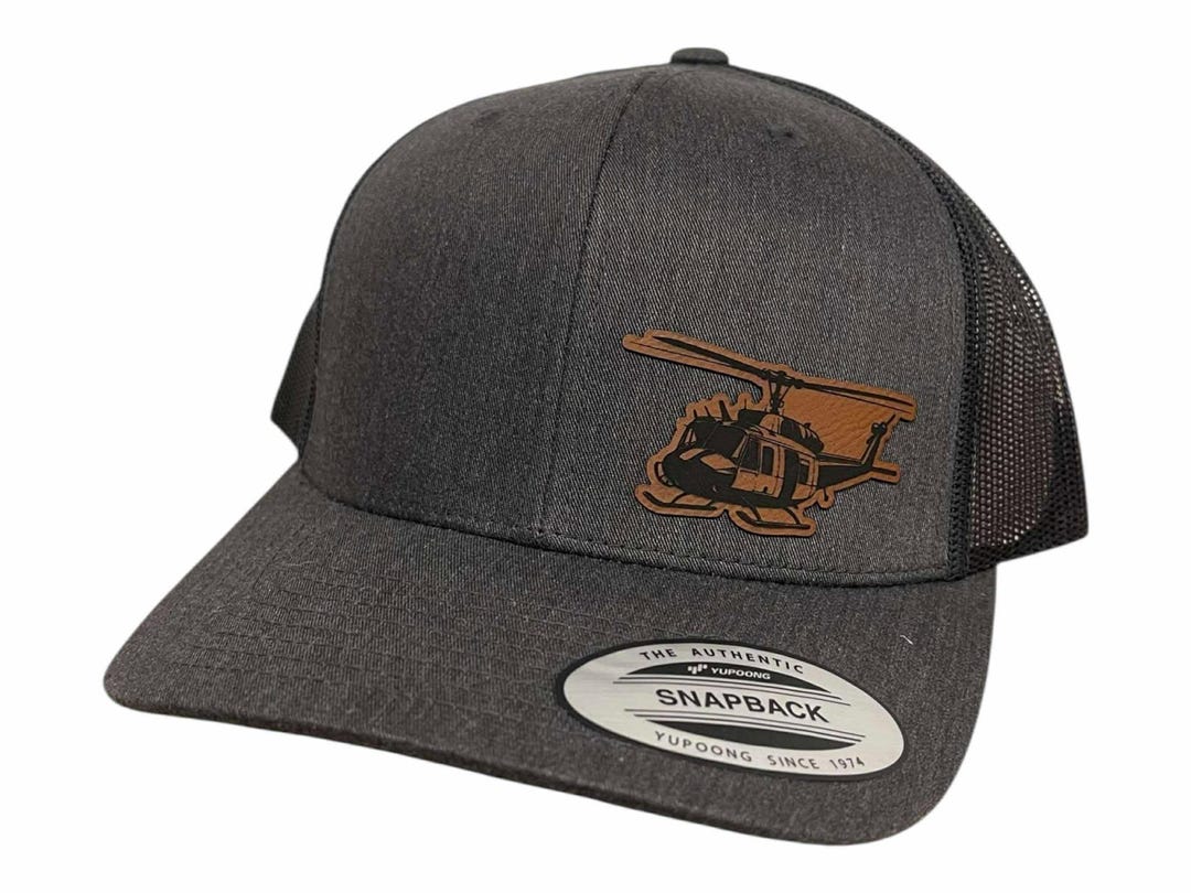 Bell UH-1 Iroquois Huey Trucker Hat | Genuine Leatherette Patch Hat ...