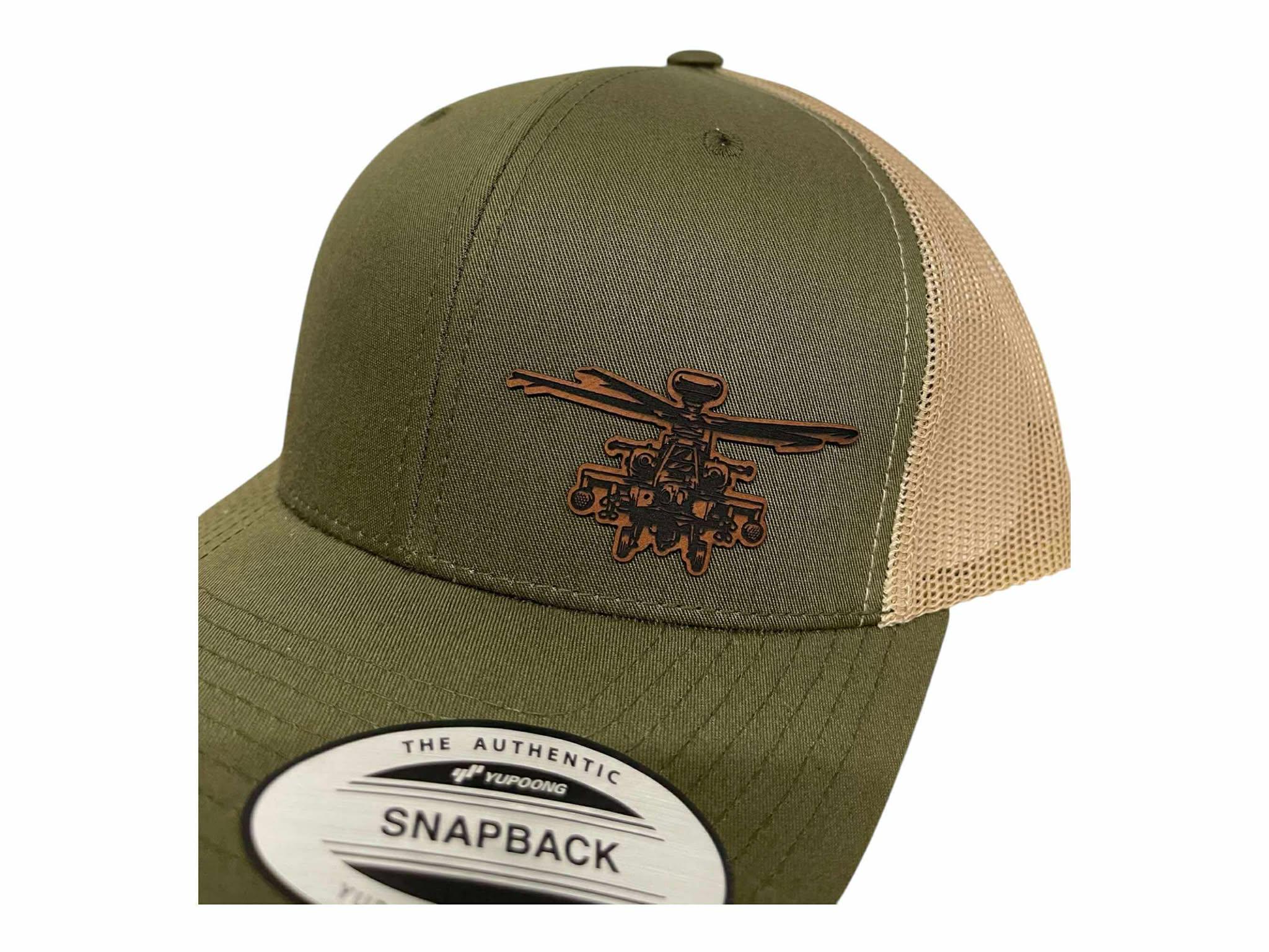AH-64 Apache Attack Helicopter Trucker Hat | Genuine Leatherette Patch ...