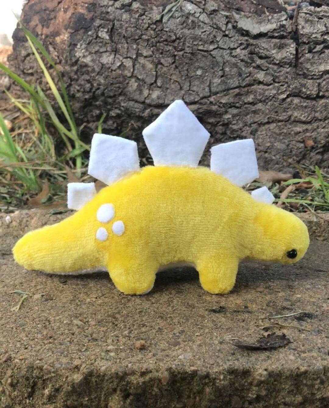 Custom Handmade Stegosaurus Dino Plush, Yellow Dinosaur Plushie - Cute ...