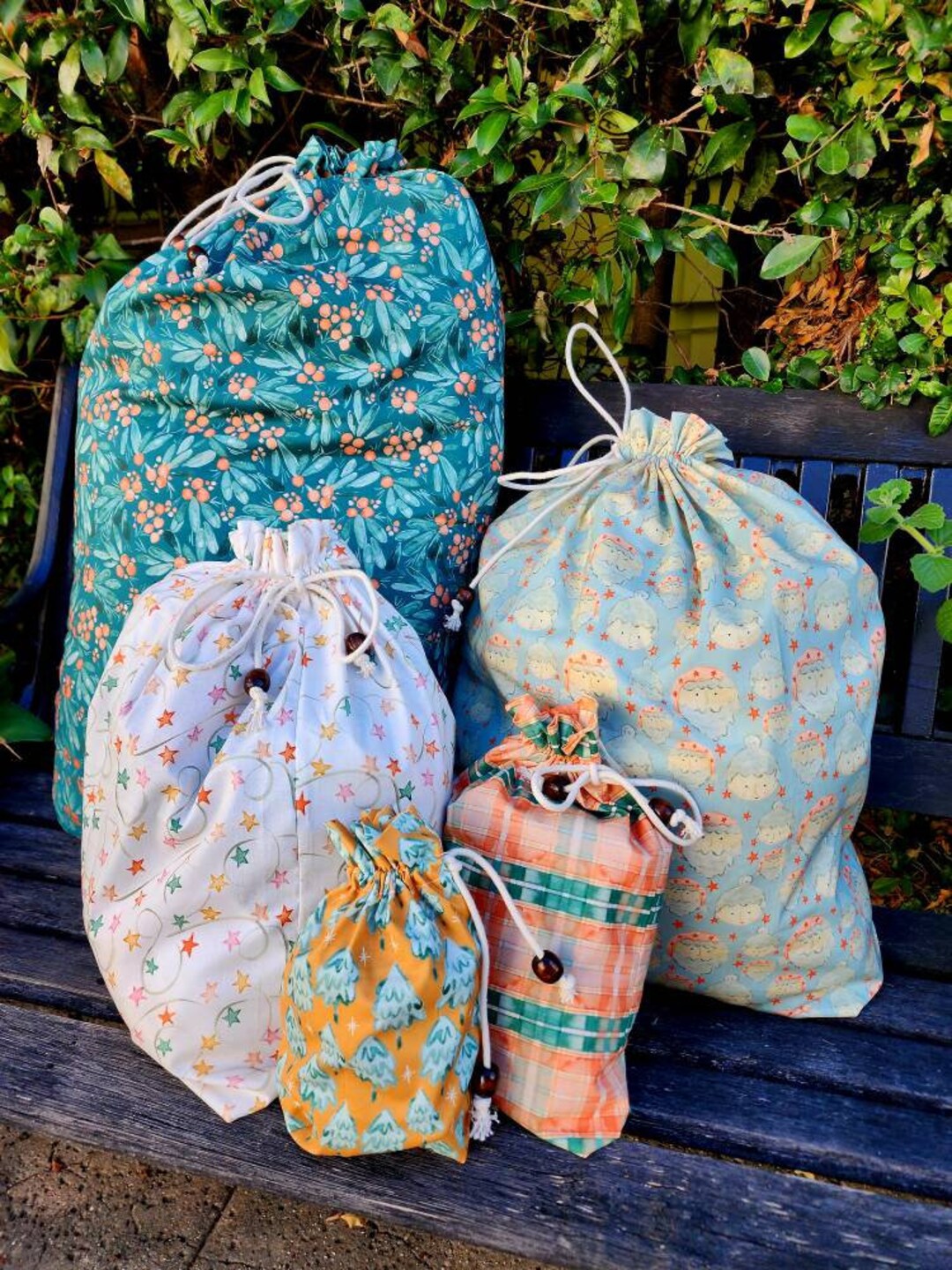 Holiday Reusable Fabric Gift Bags - Etsy