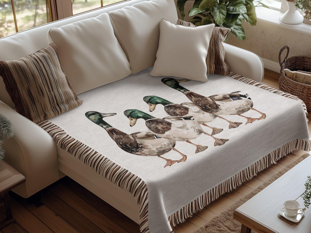 Mallard Duck Pattern Woven Blanket, Mallard Duck Decor Wall Tapestry ...