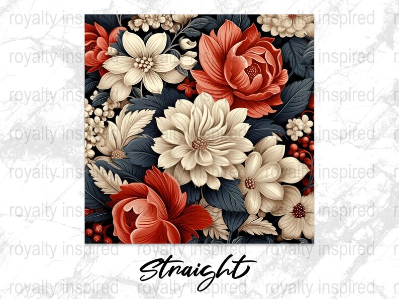 Vintage Floral Digital Paper, Red and Cream Flower Patterns ...