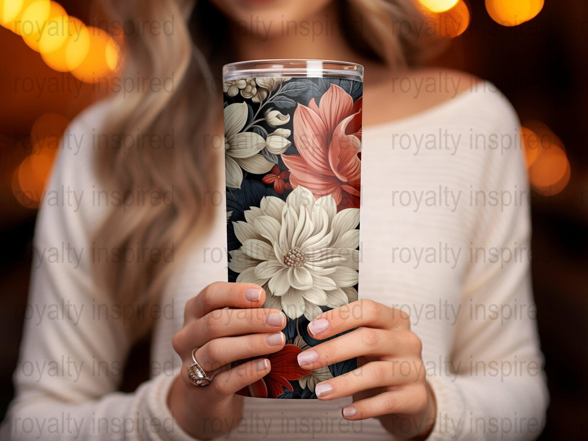 Vintage Floral Digital Paper, Red and Cream Flower Patterns ...