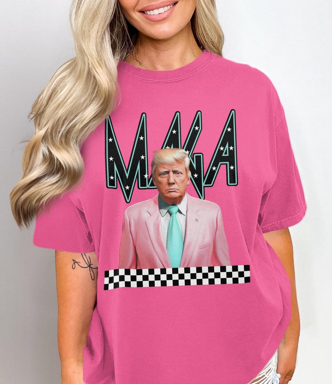 MAGA Graphic T-shirt, Donald Trump Pink Suit Tee, Funny Political Shirt ...