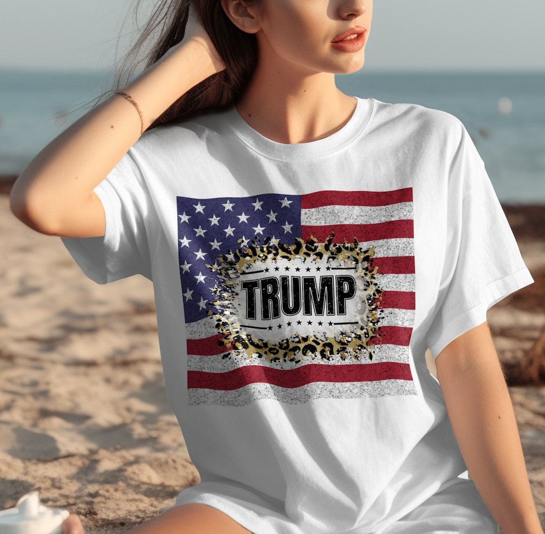Patriotic Trump T-shirt, American Flag Trump Tee, Leopard Print Trump ...