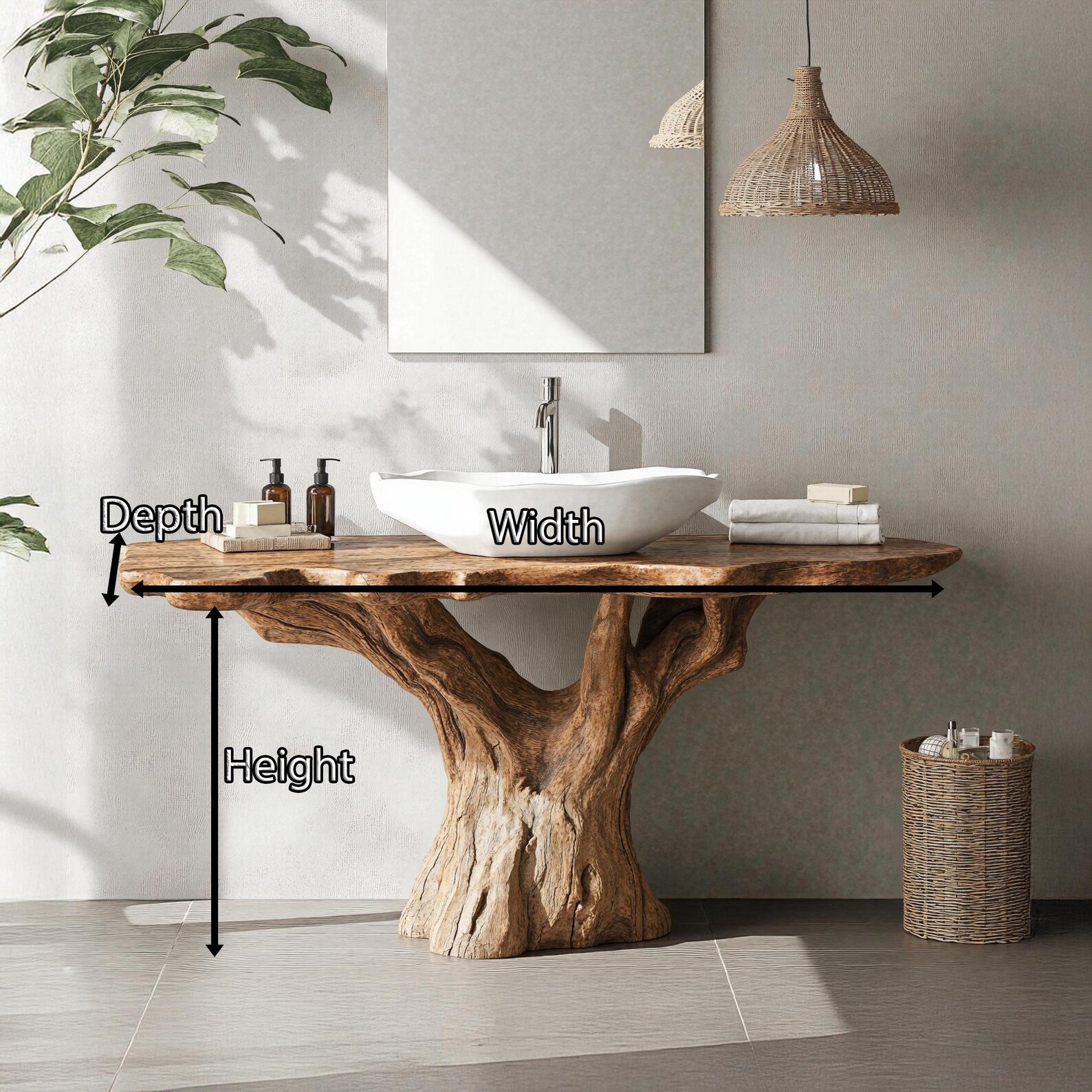 Live Edge Counter Wood Bathroom Vanity Floating Vanity Bathroom Decor ...