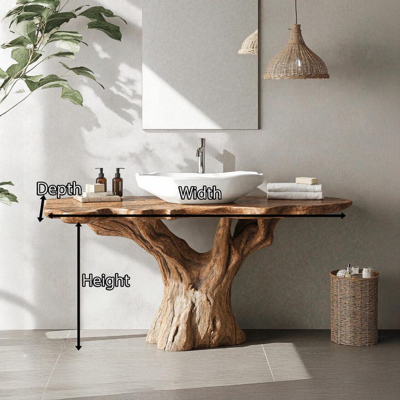 Live Edge Counter Wood Bathroom Vanity Floating Vanity Bathroom Decor ...