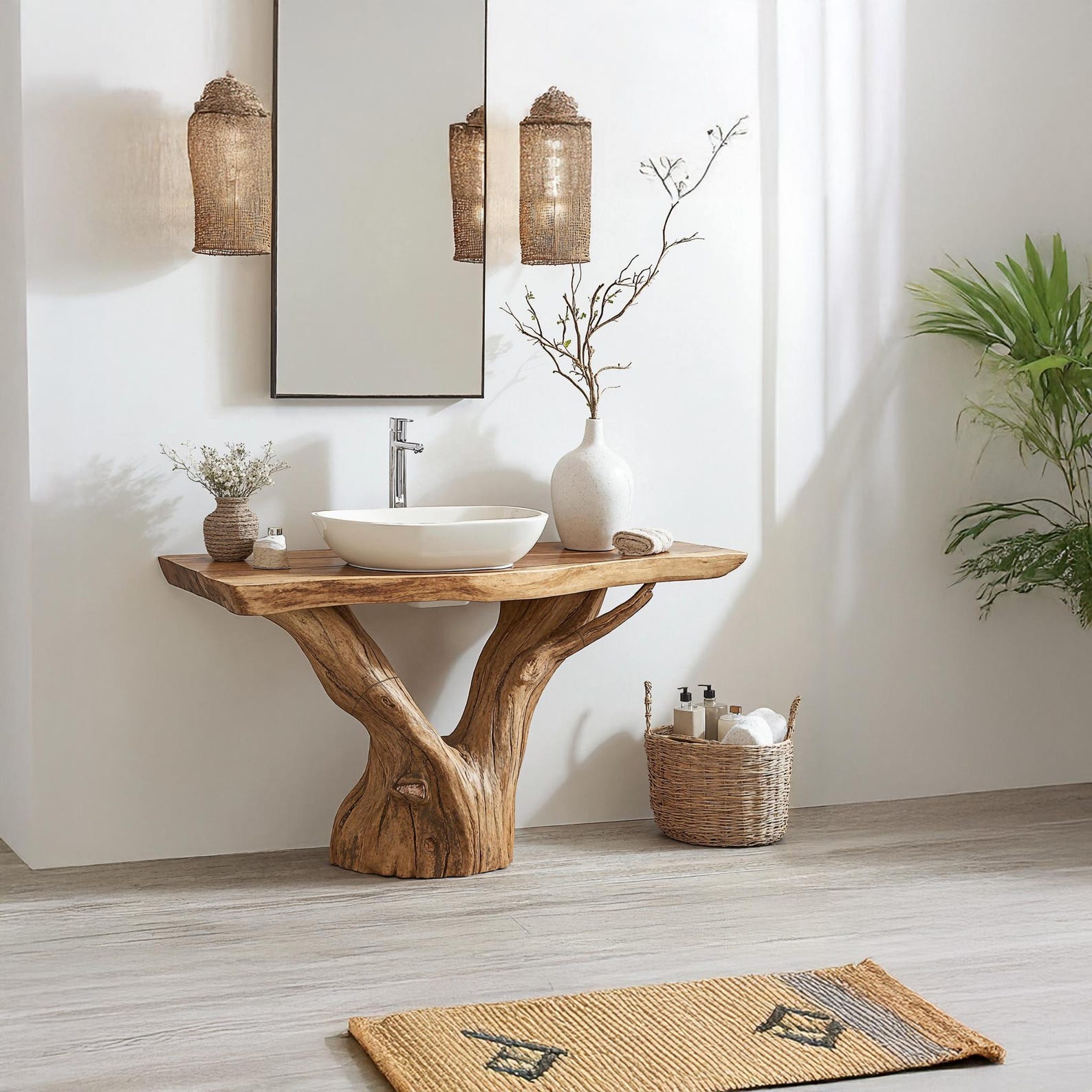Live Edge Counter Wood Bathroom Vanity Floating Vanity Bathroom Decor ...