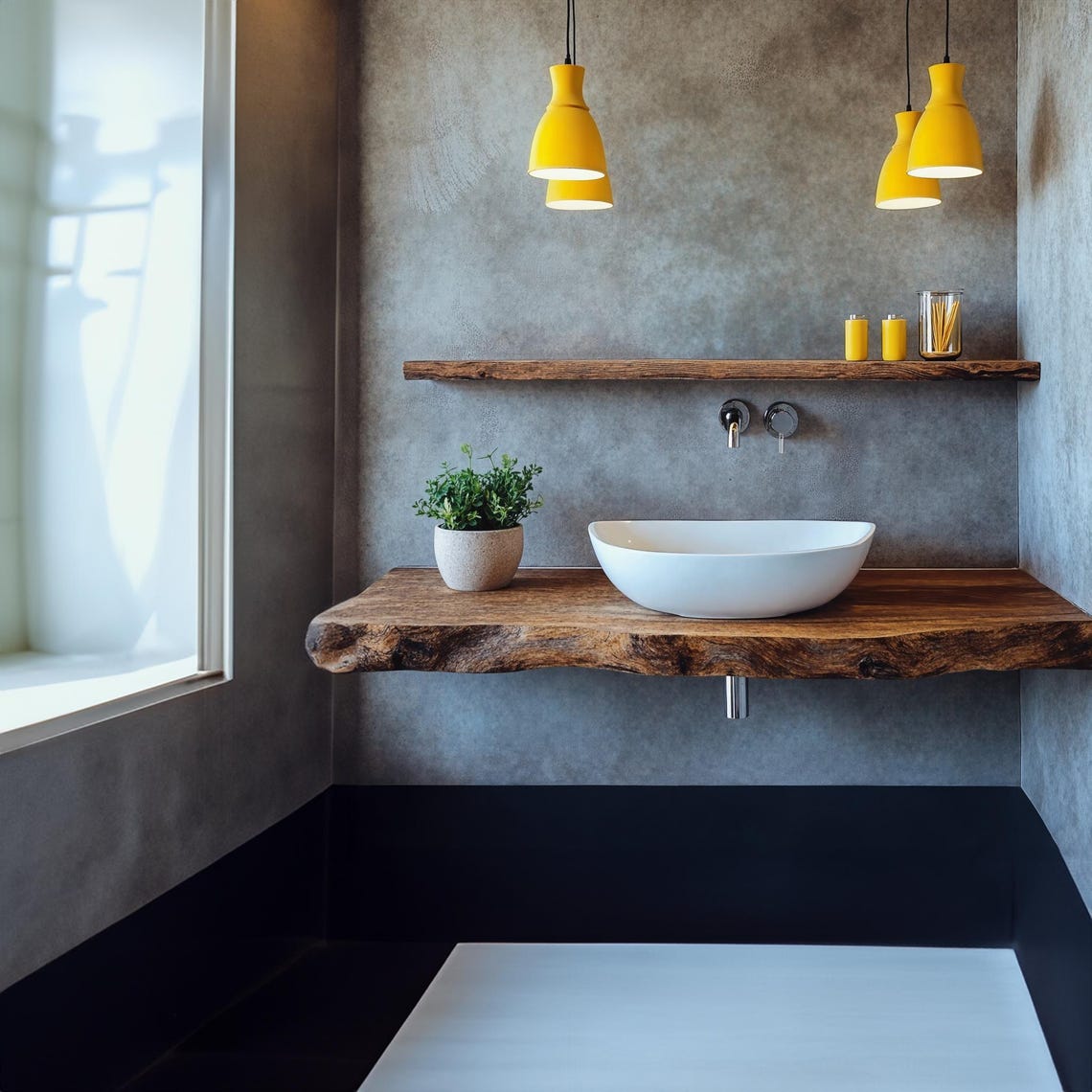 Handcrafted Live Edge Bathroom Vanity Shelf Rustic Floating Vanity Desk ...