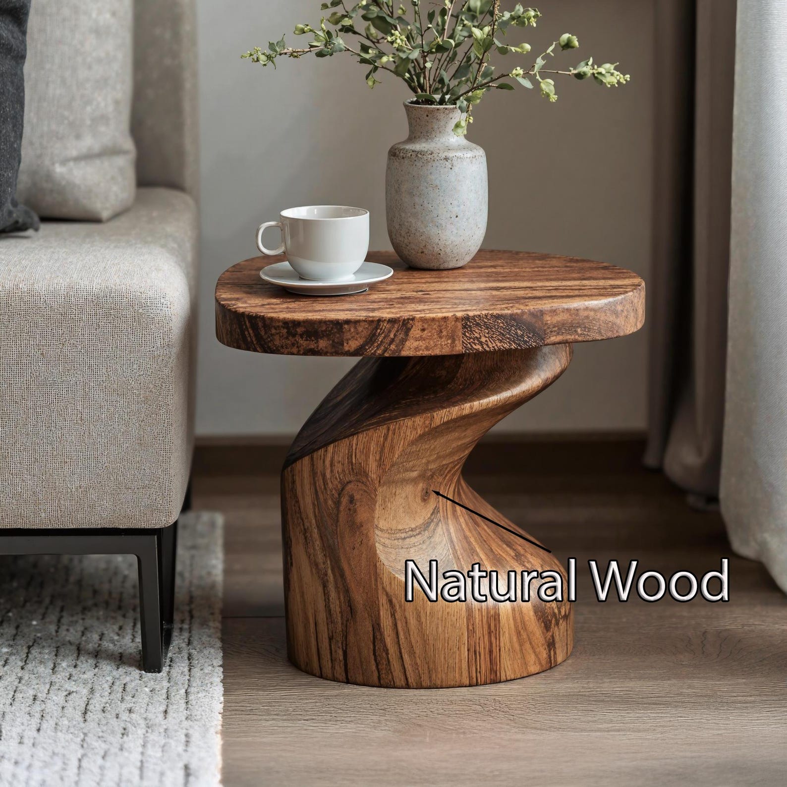 Farmhouse Round End Table Solid Wood End Table Live Edge End Table ...