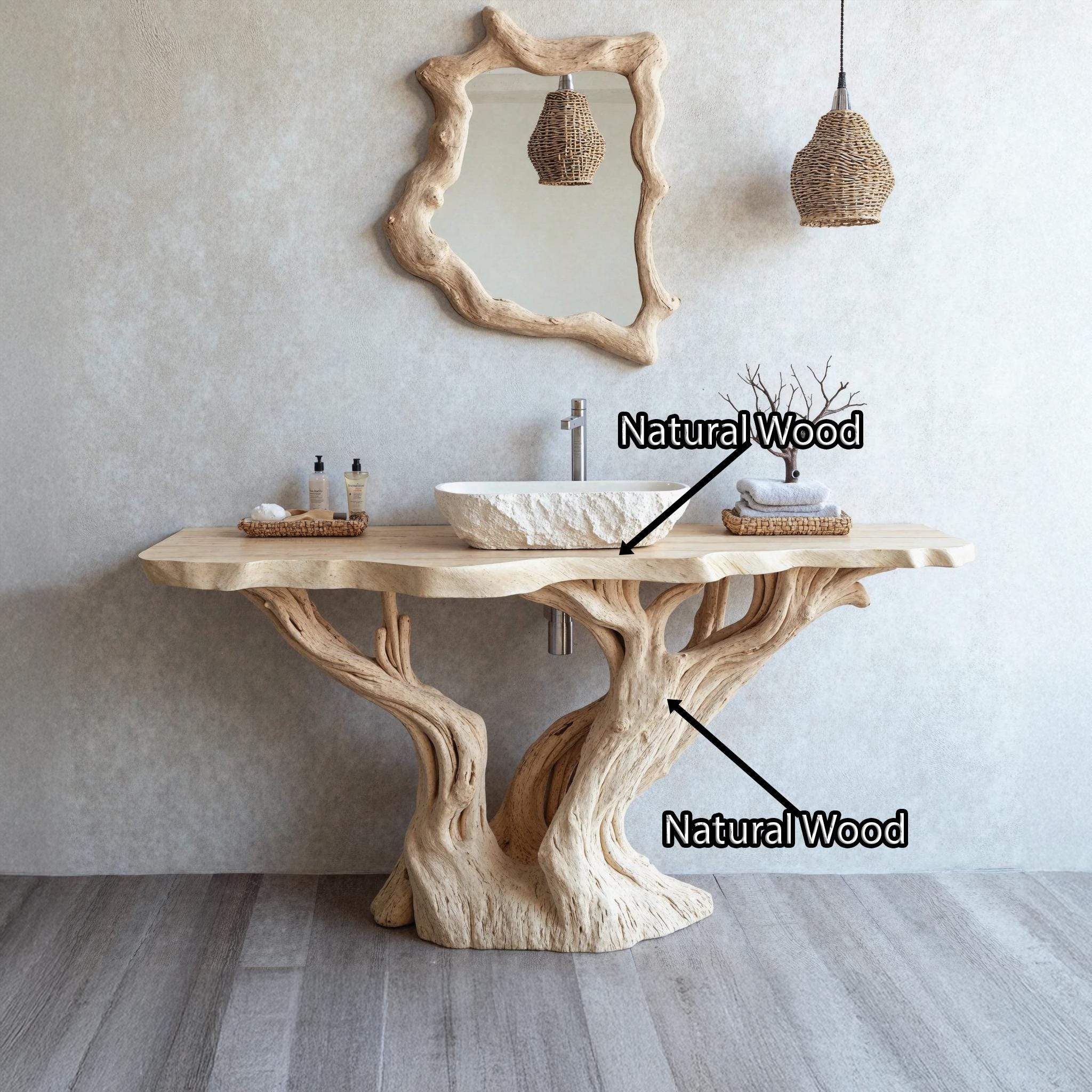 Live Edge Counter Wood Bathroom Vanity Bathroom Vanities Floating ...