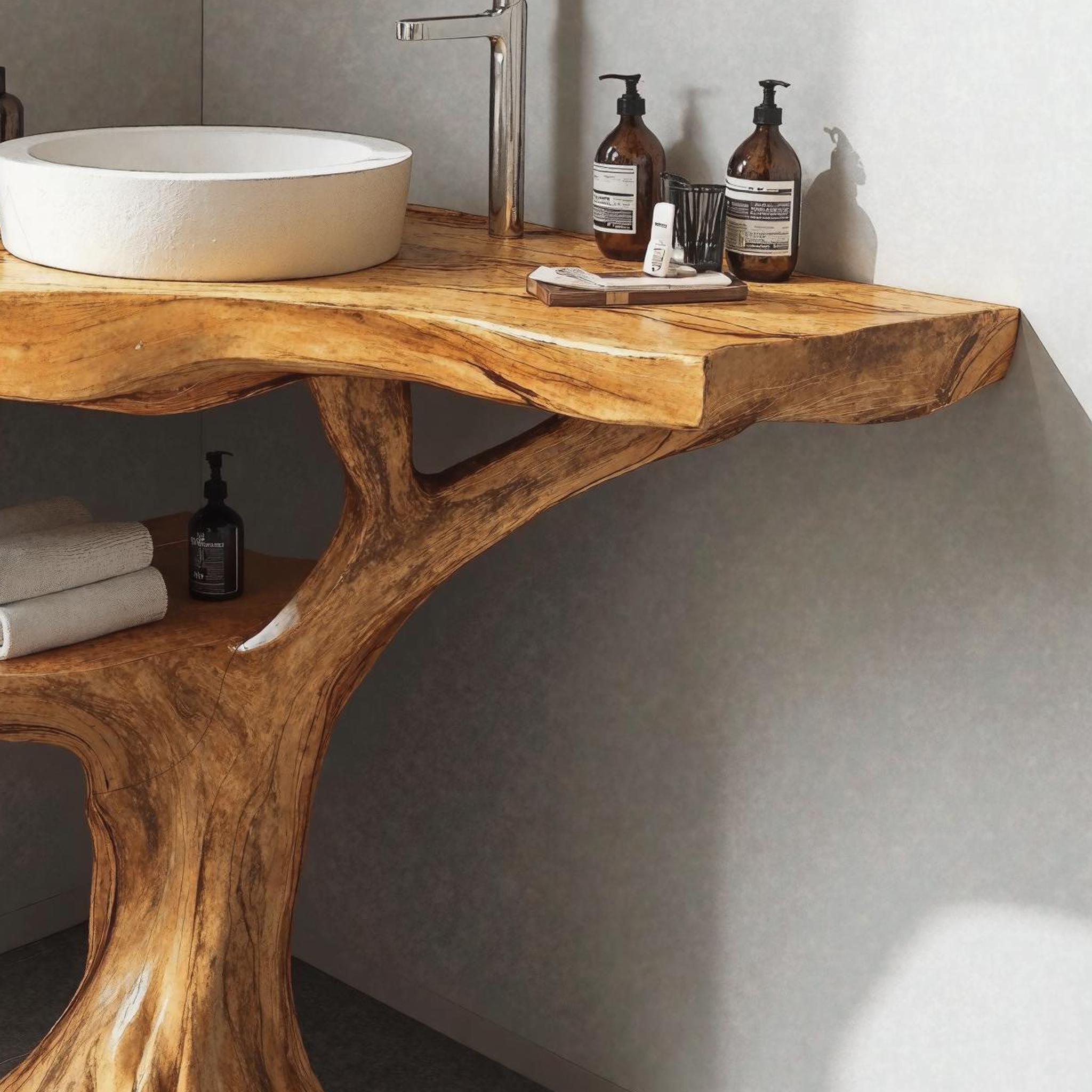 Farmhouse Corner Bathroom Vanity Wood Live Edge Sink Shelf Modern ...