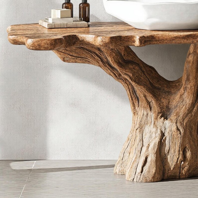 Live Edge Counter Wood Bathroom Vanity Floating Vanity Bathroom Decor ...