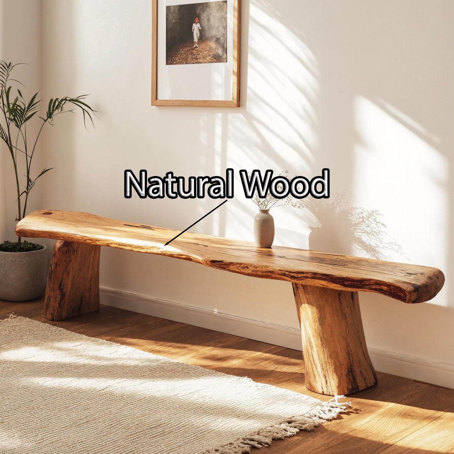 Natural Solid Wood Entryway Bench Rustic Wood Bench Reclaimed Bedside ...