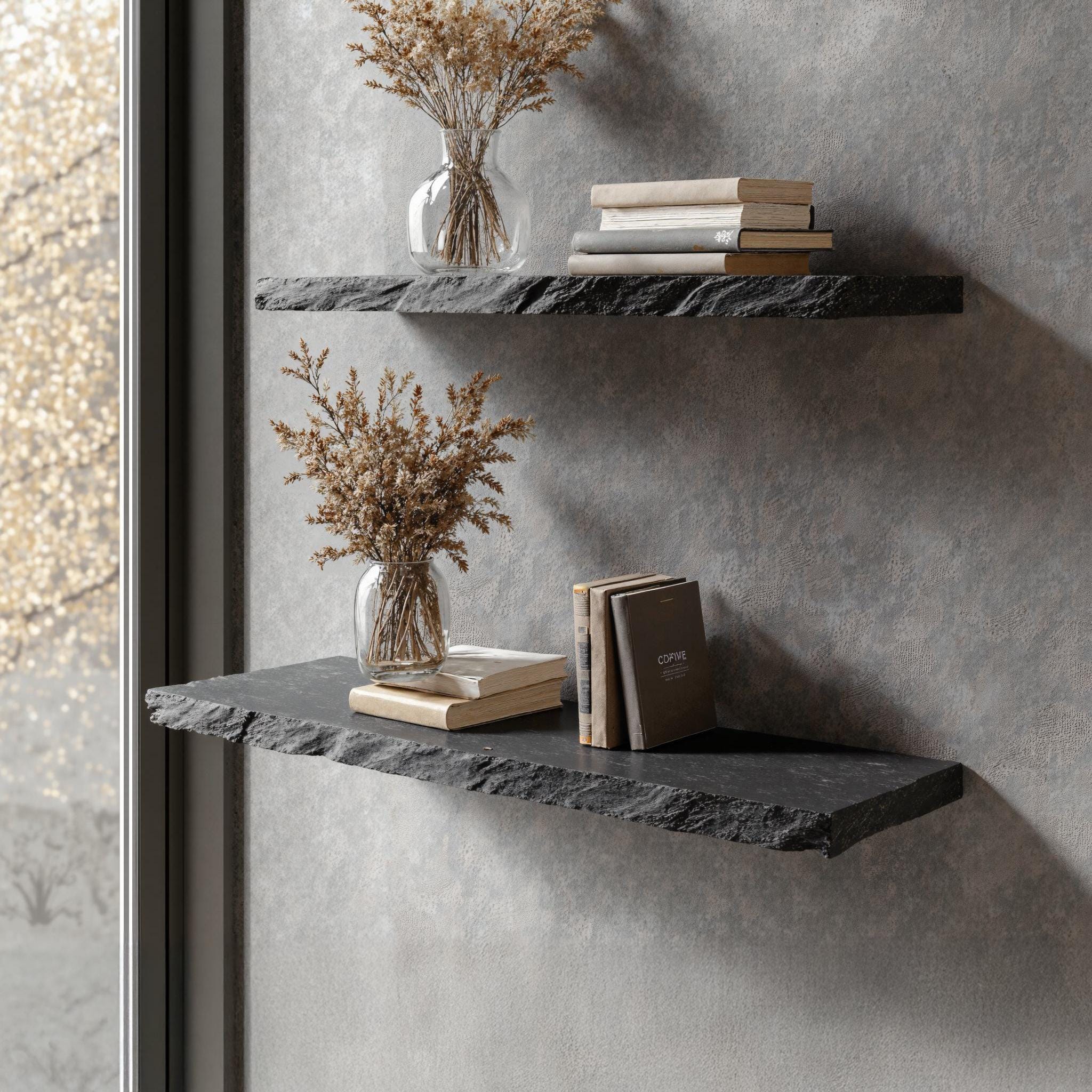 Rustic Floating Corner Shelf Live Edge Floating Shelf Bookshelf ...