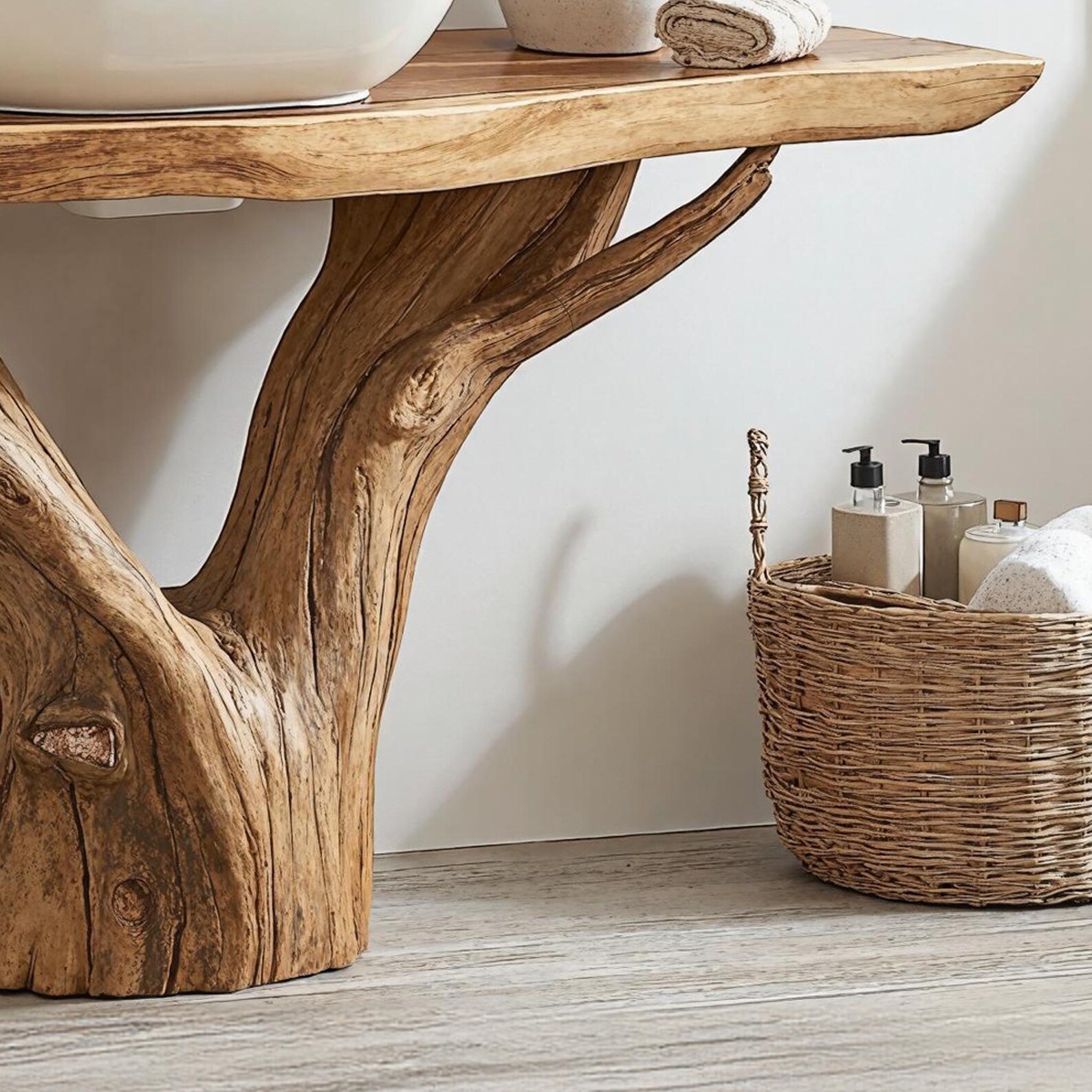 Live Edge Counter Wood Bathroom Vanity Floating Vanity Bathroom Decor ...