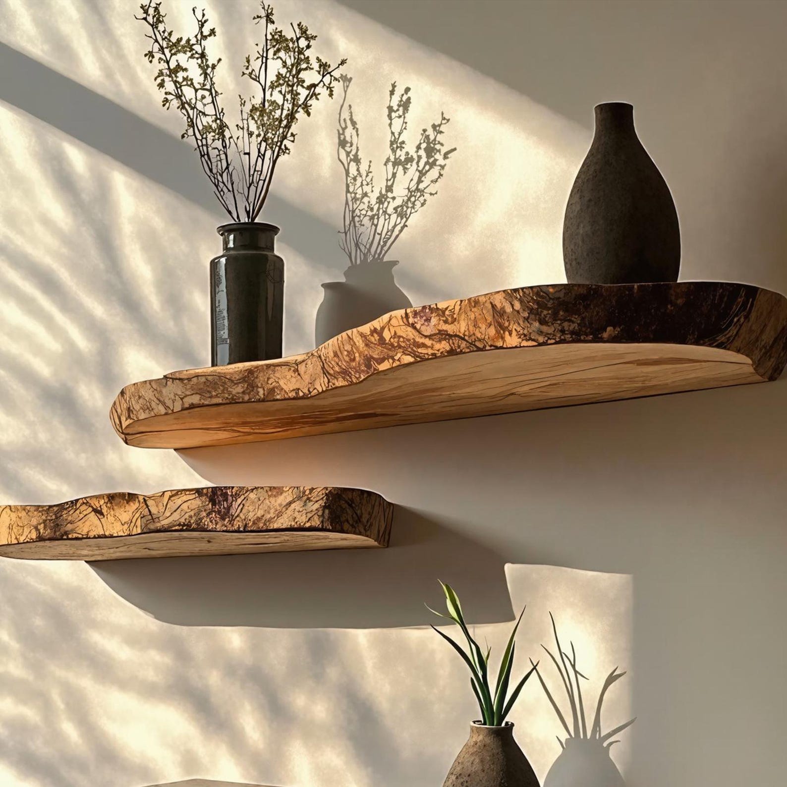 Rustic Floating Corner Shelf Live Edge Floating Shelf Bookshelf ...
