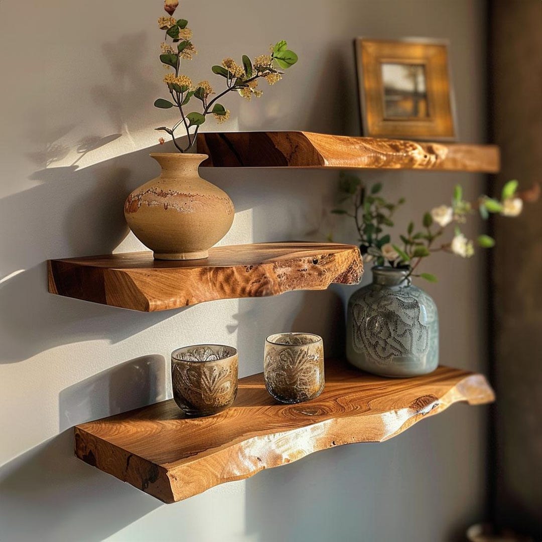 Live Edge Floating Shelf Rustic Floating Corner Shelf Bookshelf ...