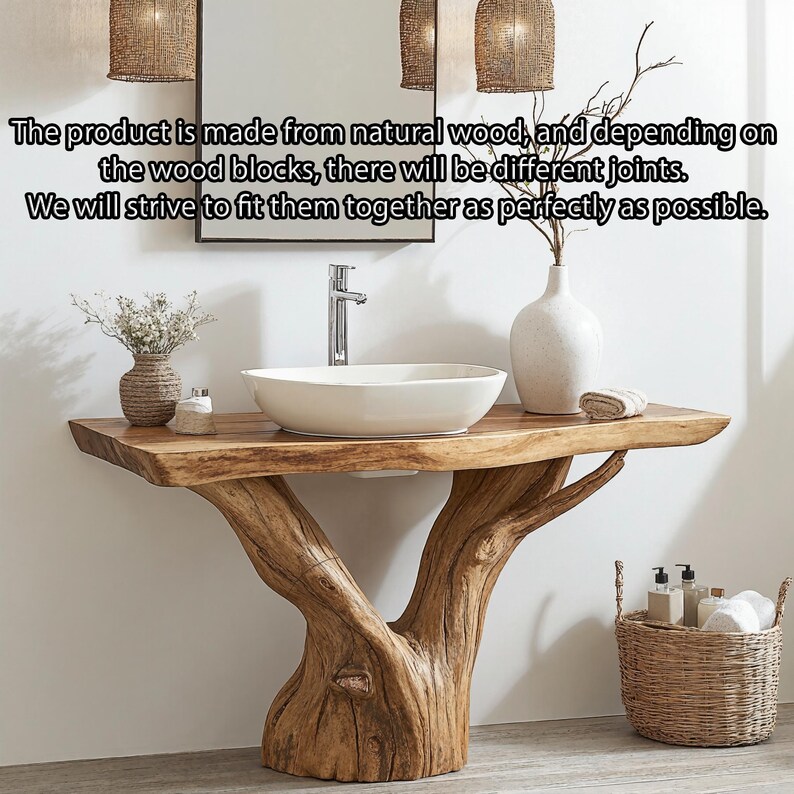 Live Edge Counter Wood Bathroom Vanity Floating Vanity Bathroom Decor ...