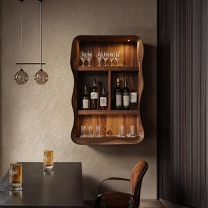 Natural Wood Bar Shelf Home Bar Furniture Reclaimed Solid Bar Floating ...