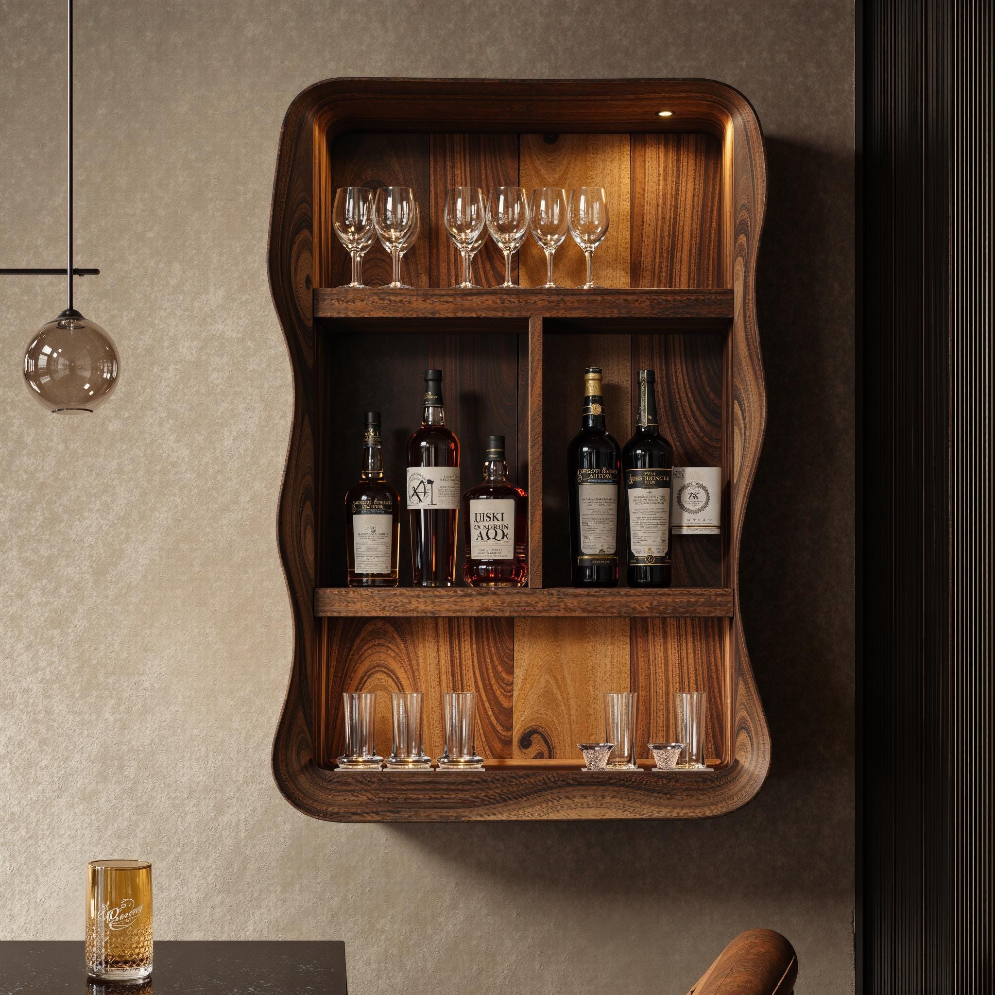 Natural Wood Bar Shelf Home Bar Furniture Reclaimed Solid Bar Floating ...