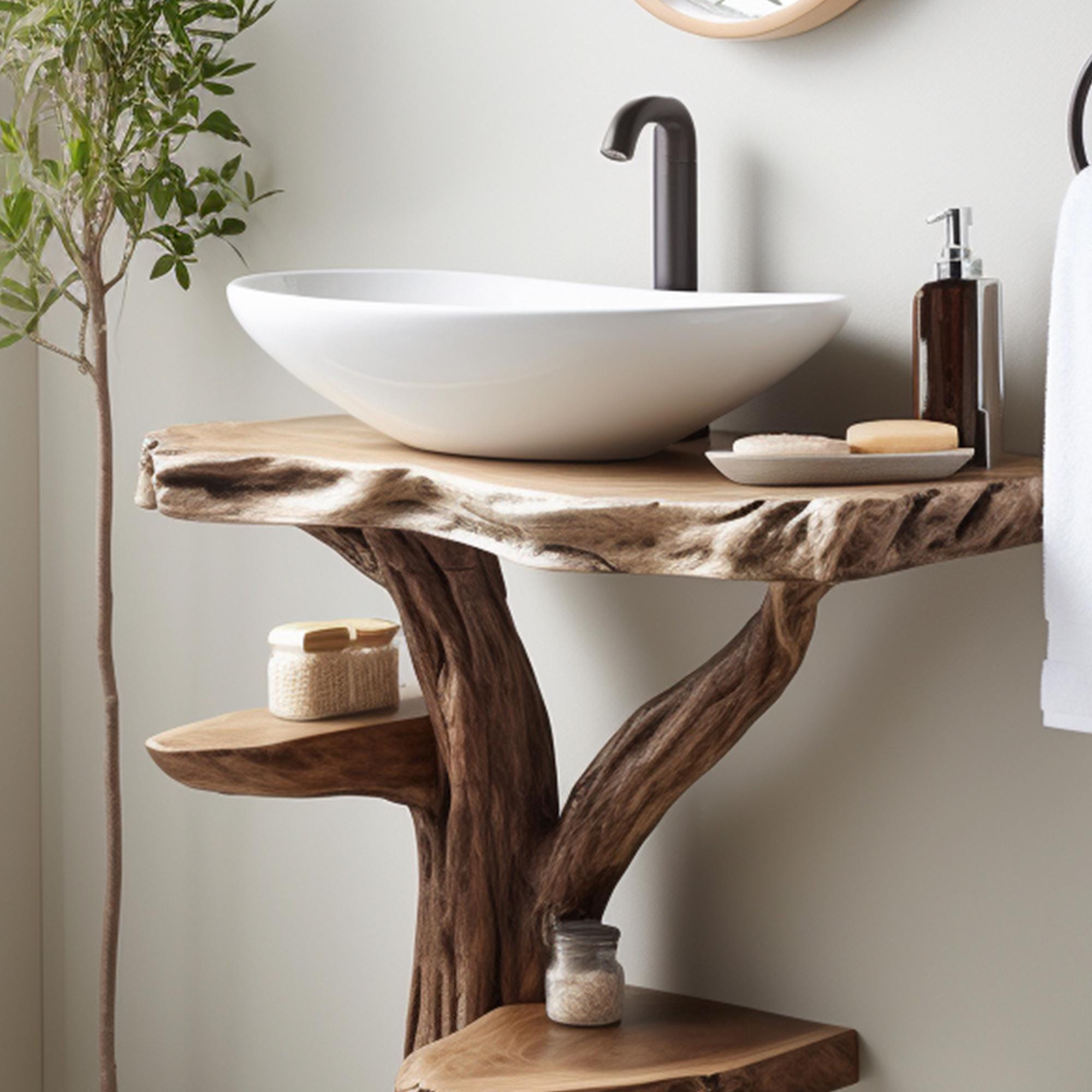 Live Edge Counter Wood Bathroom Vanity Bathroom Vanities Floating ...