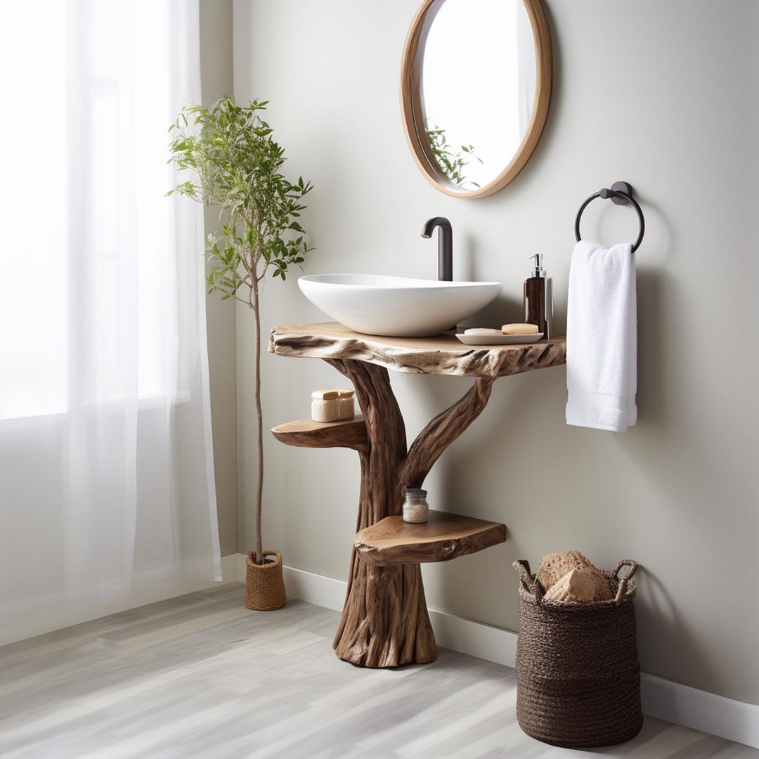 Live Edge Counter Wood Bathroom Vanity Bathroom Vanities Floating ...