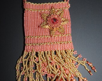 Artisan Jewelry Beaded WICCA Amulet Bag Aqua Blue Pattern Necklace Liz ...