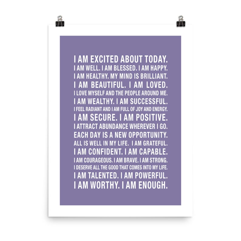 Positive Affirmation Wall Art Success Poster Grateful - Etsy