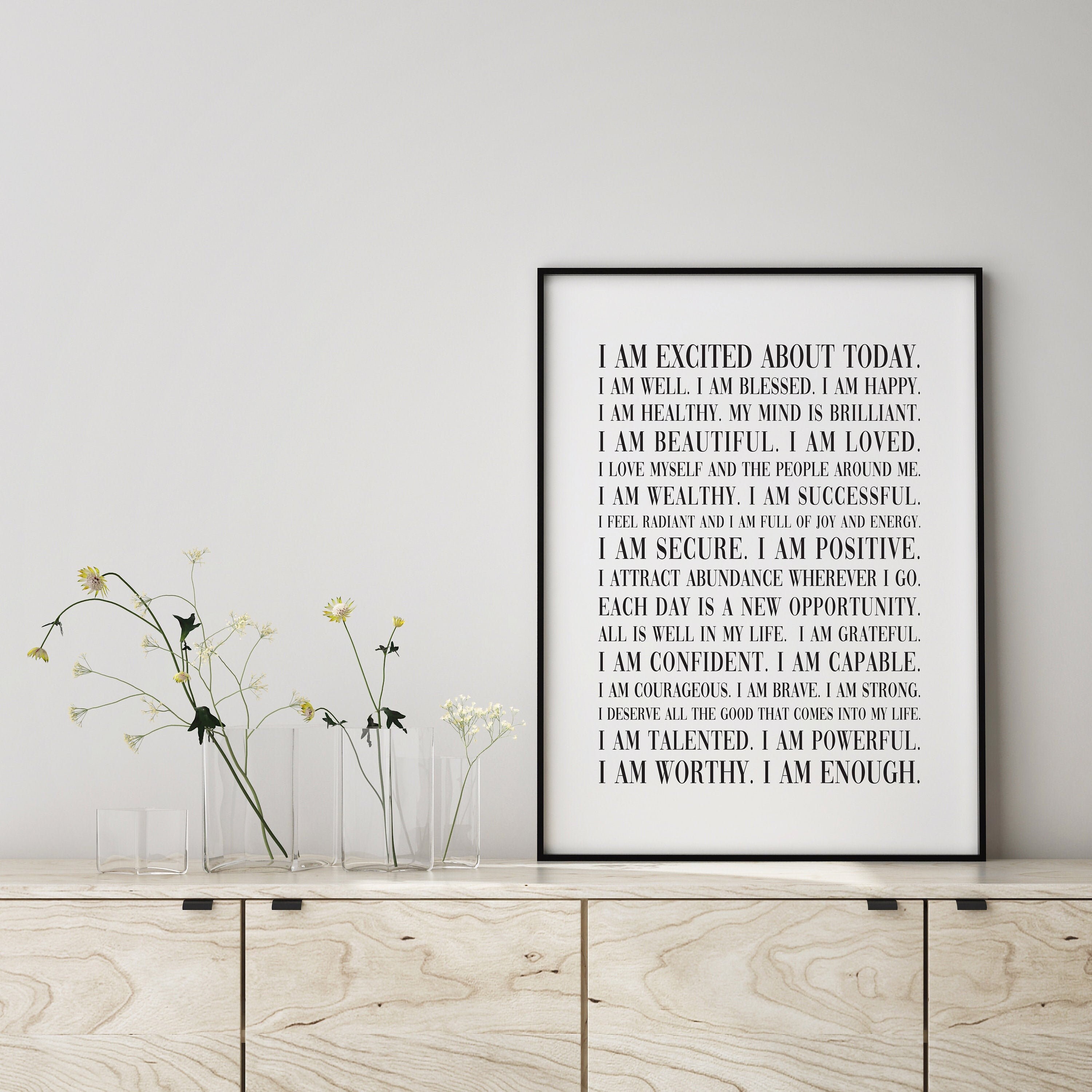 Positive Affirmation Poster Success Wall Art Grateful Quotes Morning ...