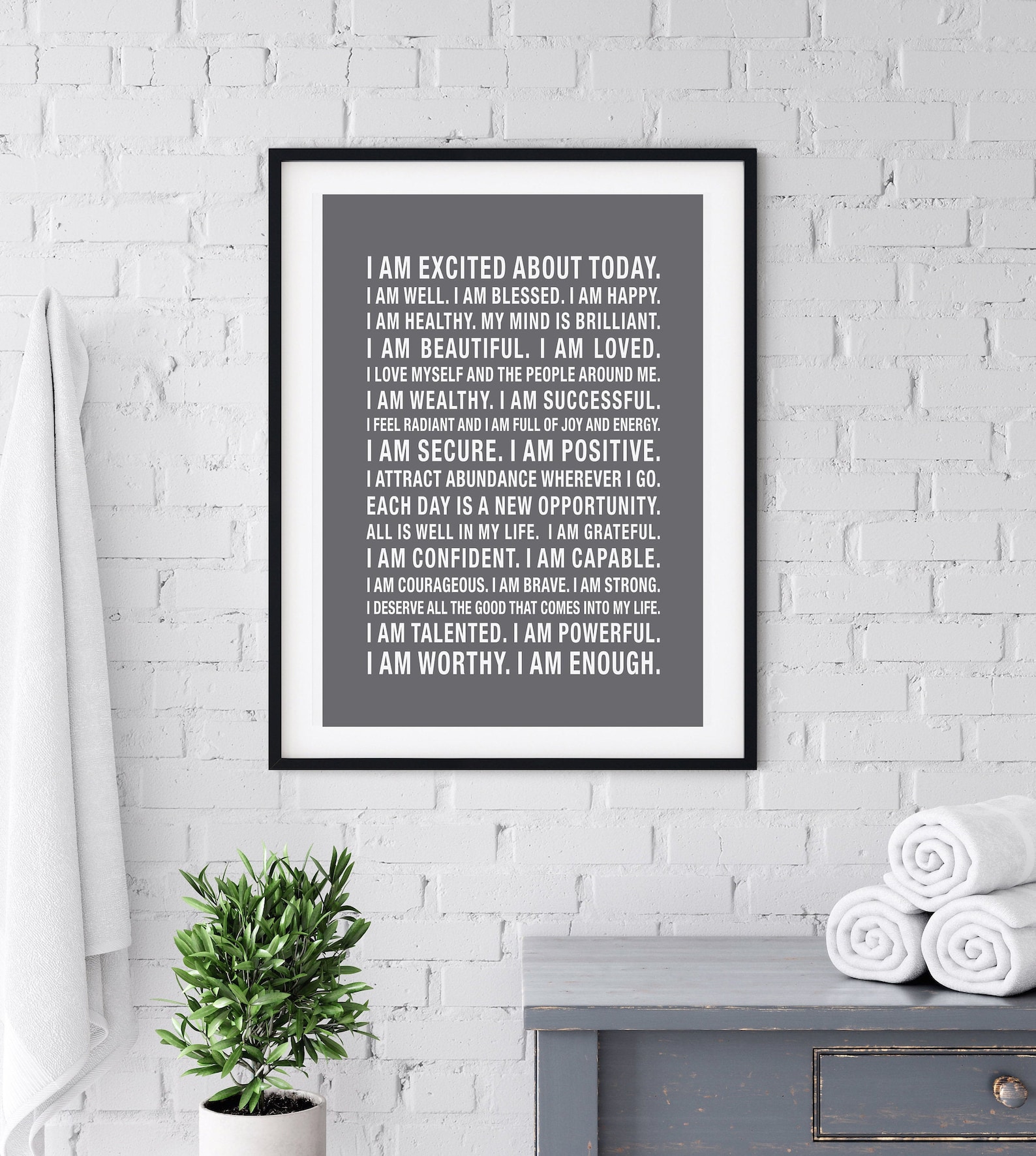 Positive Affirmation Wall Art | Success Poster | Grateful Quotes ...
