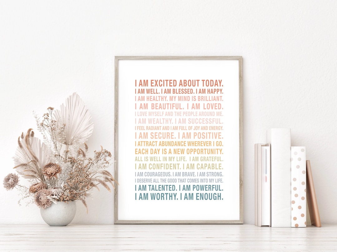 Positive Affirmation Poster | Success Wall Art | Grateful Quotes ...
