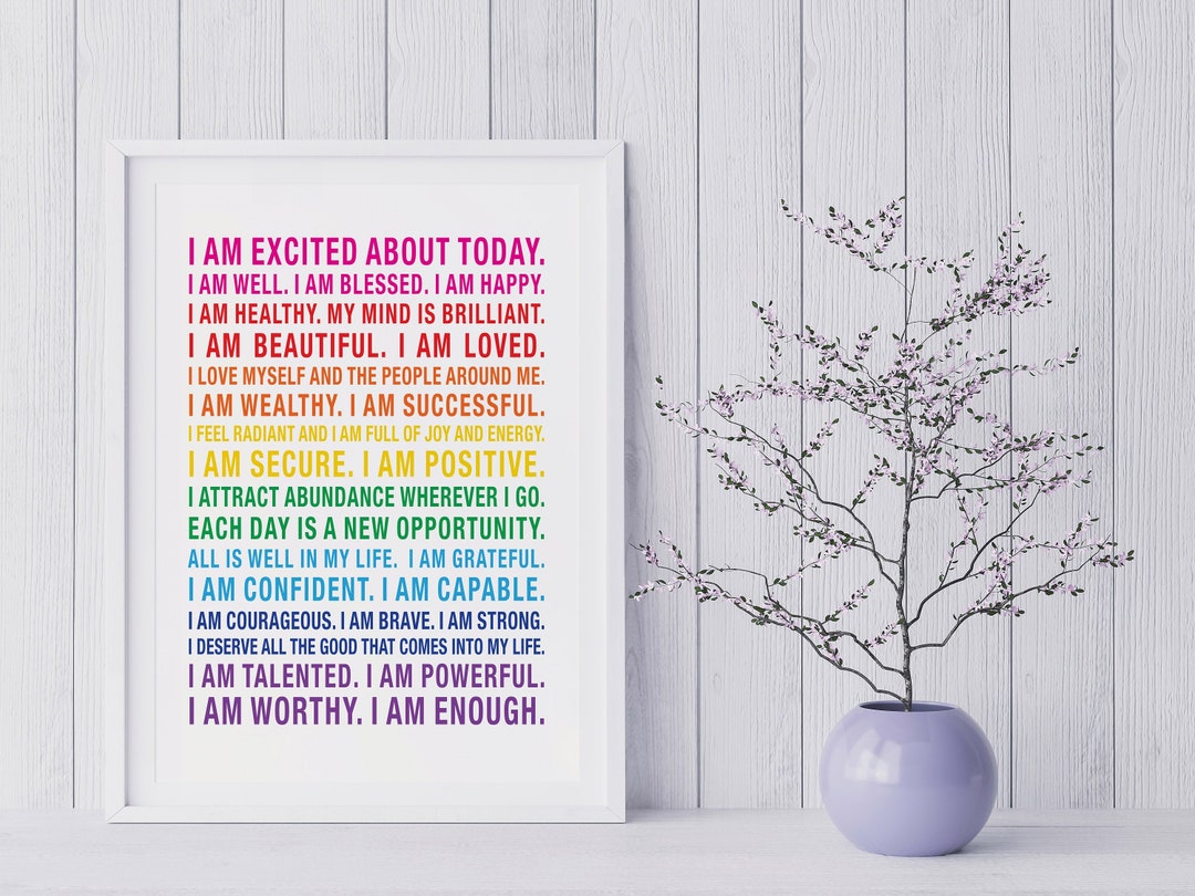 Positive Affirmation Poster | Success Wall Art | Grateful Quotes ...