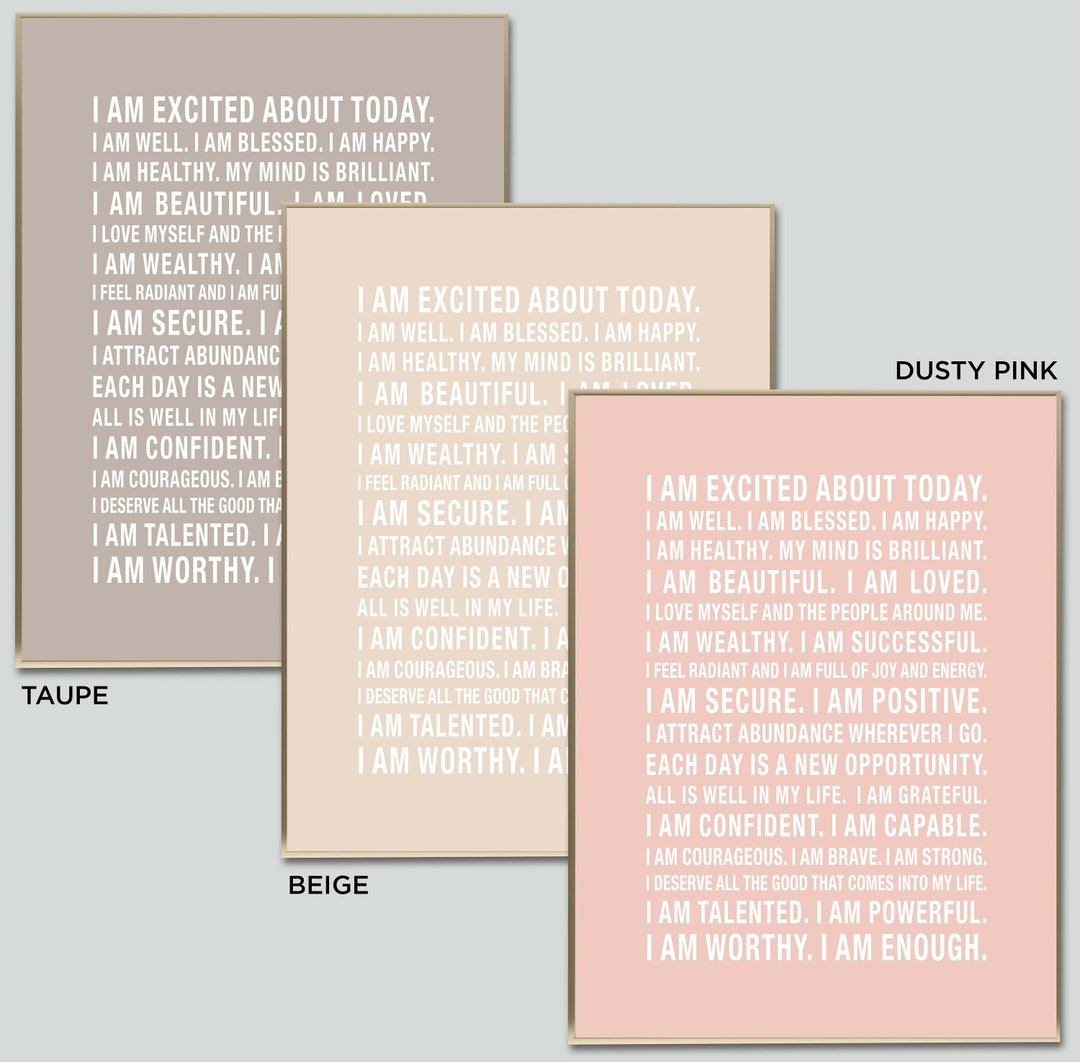 Positive Affirmation Poster NO BORDER Success Wall Art Morning ...