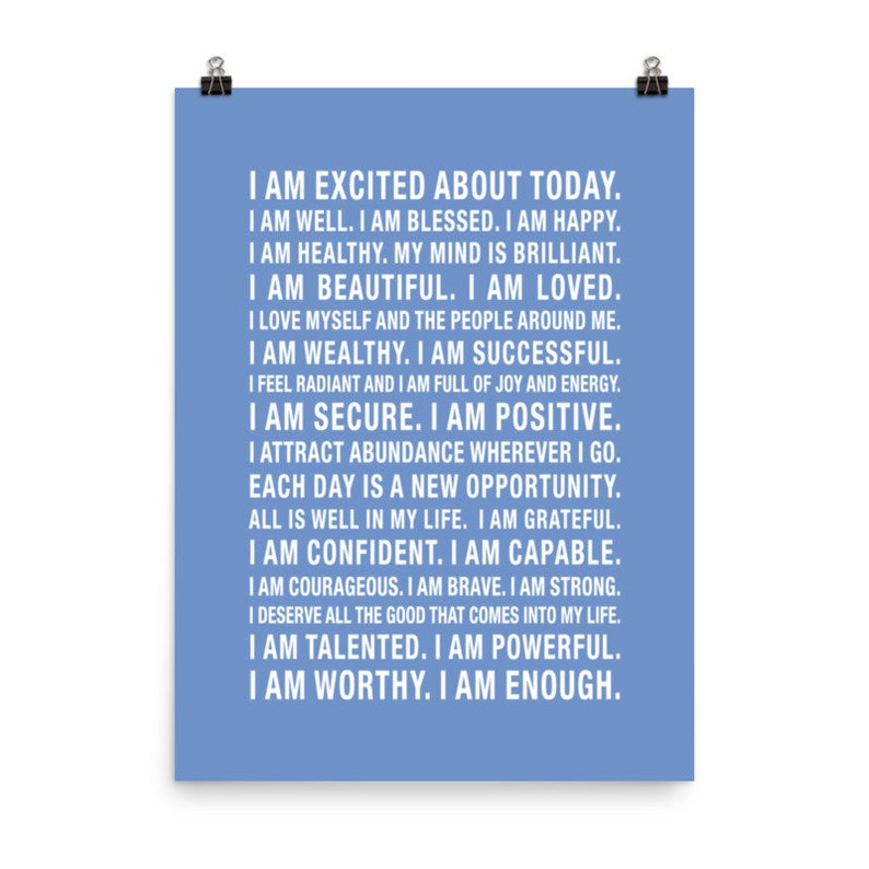 Positive Affirmation Poster NO BORDER Success Wall Art | Etsy