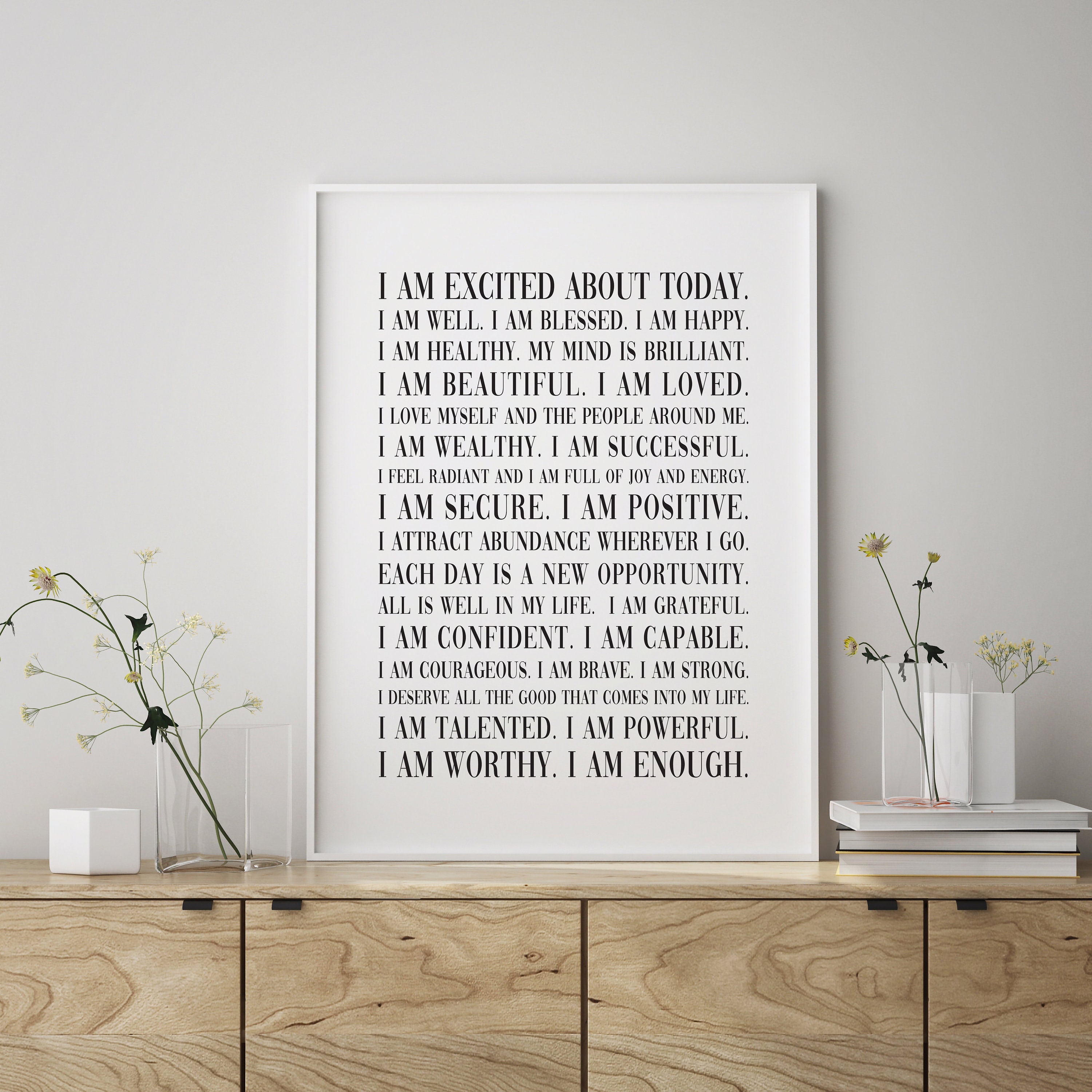 Positive Affirmation Poster Success Wall Art Grateful Quotes Morning ...
