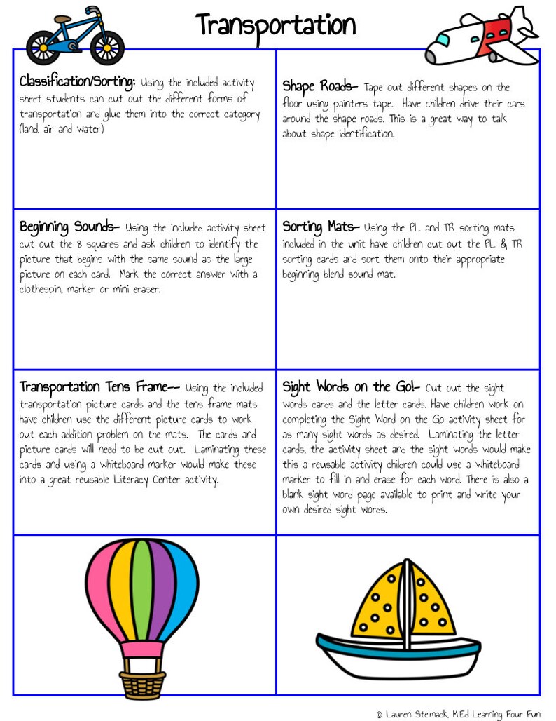 Preschool Transportation Unit, Lesson Plans, Preschool, Prek ...