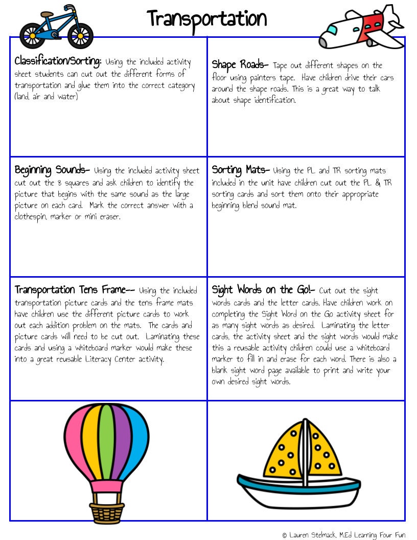 Preschool Transportation Unit, Lesson Plans, Preschool, Prek ...