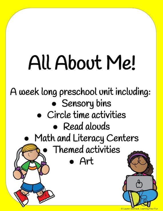 All About Me Preschool Week Long Unit Lesson Plans Centers - Etsy