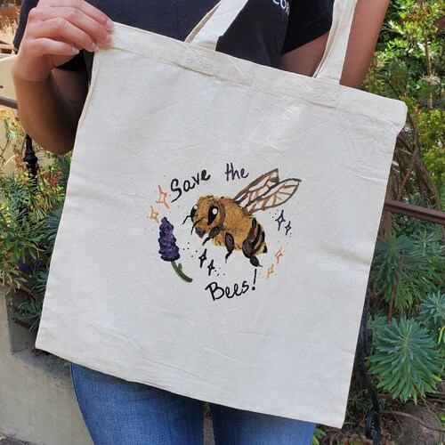 Save the Bees Tote Bag Choose Size and Color - Etsy