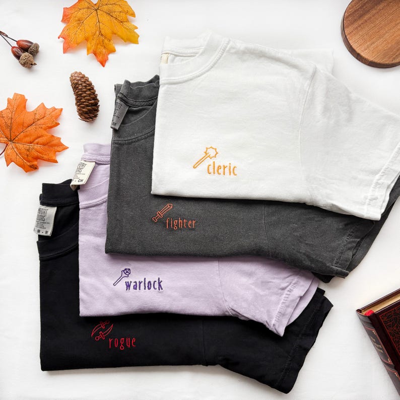 RPG Class Shirt, Customizable, Embroidered Comfort Colors Tee ...