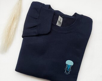Embroidered Jellyfish Sky Blue Pullover, Jellyfish Water Color ...