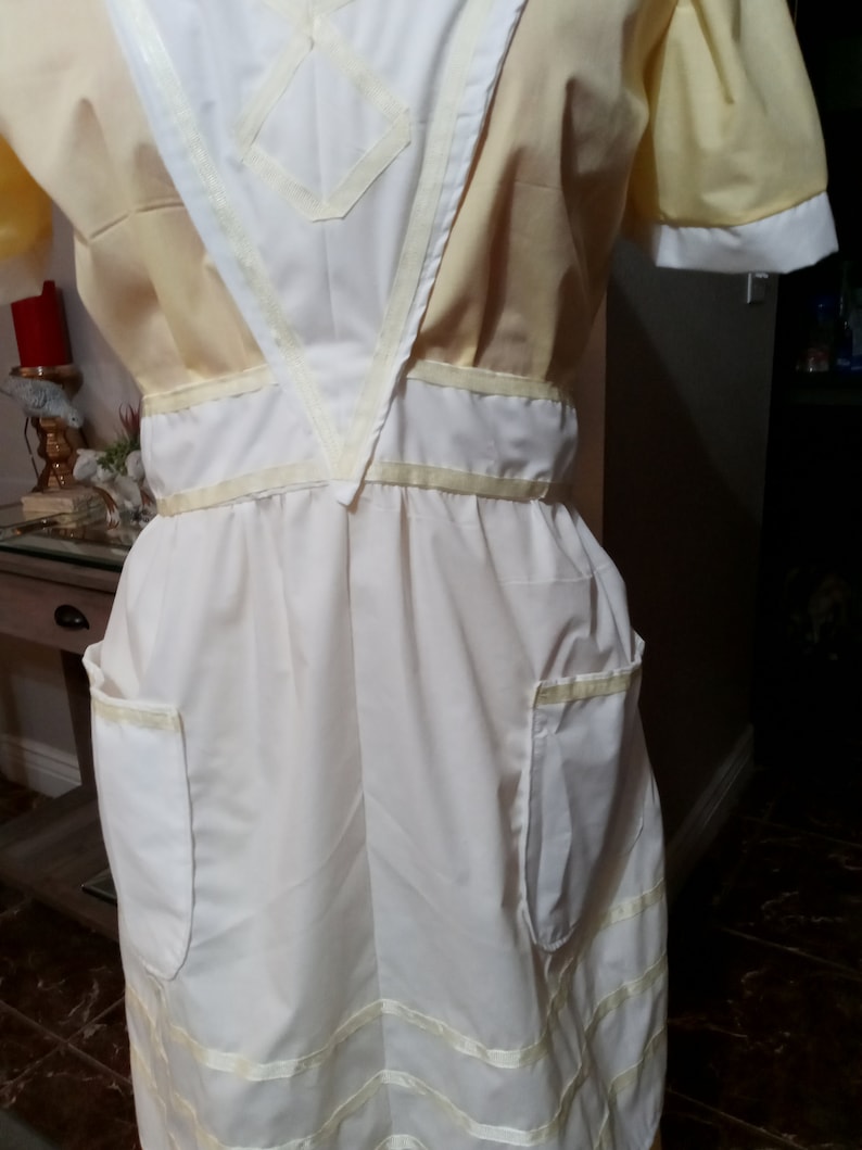Waitress Dress Costume Halloween Uniform Yellow Retro Diner Dress Pinup ...