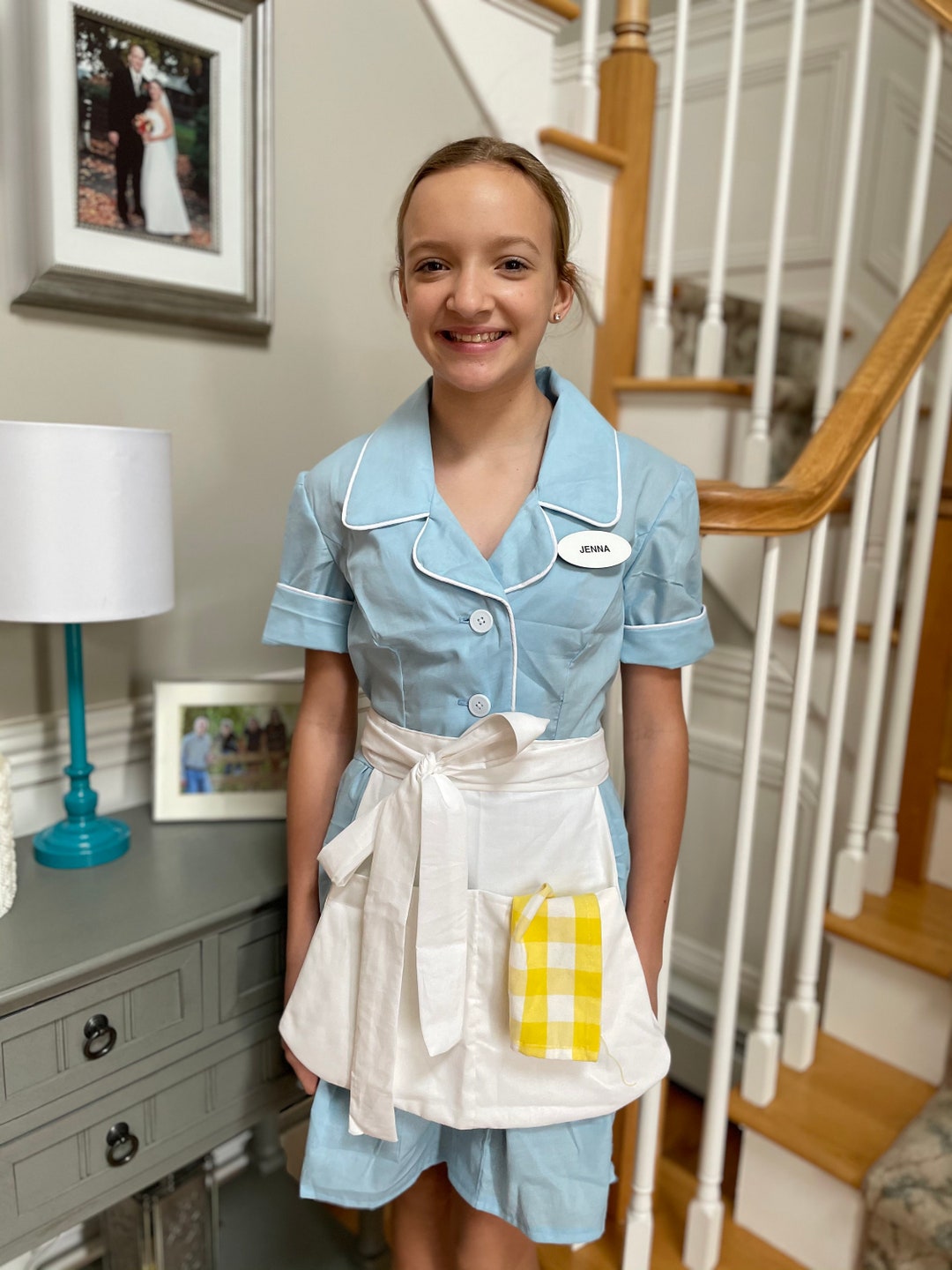 Blue and White Diner Waitress Uniform DRESS Hostess Retro Pinup ...