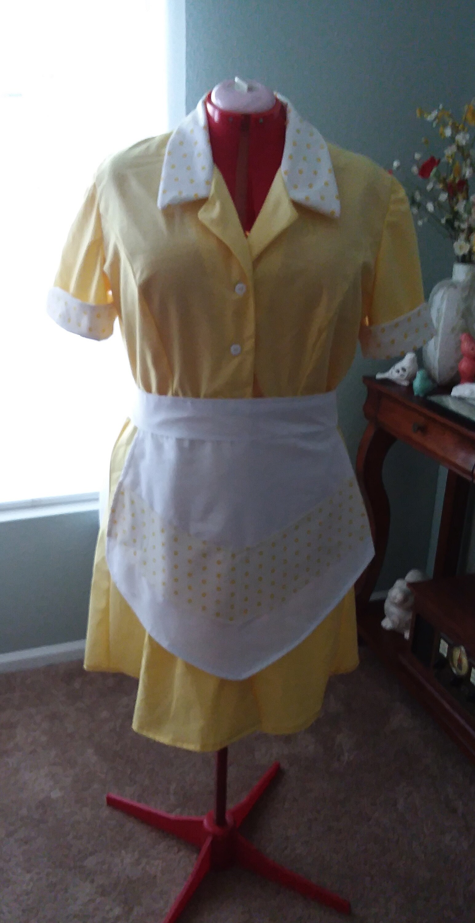 Waitress Uniform Dress Costume Polka Dot Retro Diner Pinup | Etsy