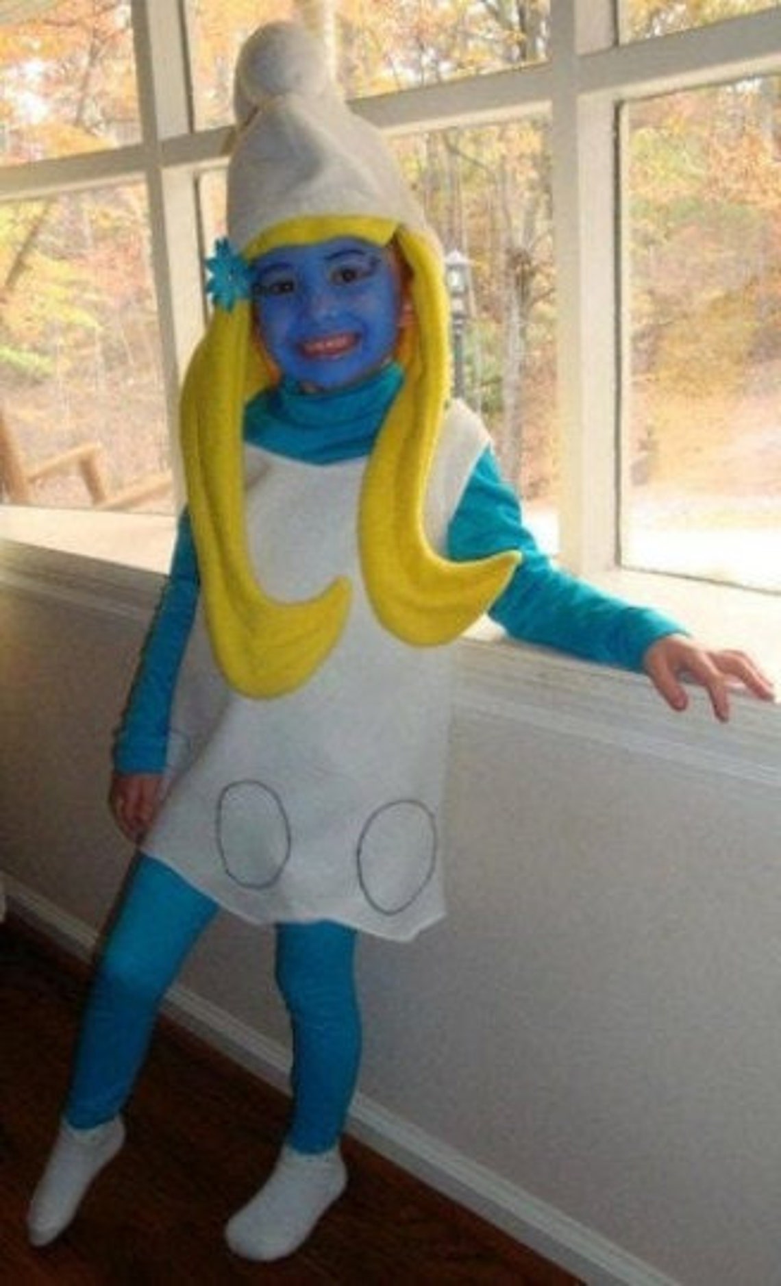 Girls Size Full Smurfette Halloween Costume Set Hat/hair/dress Custom ...